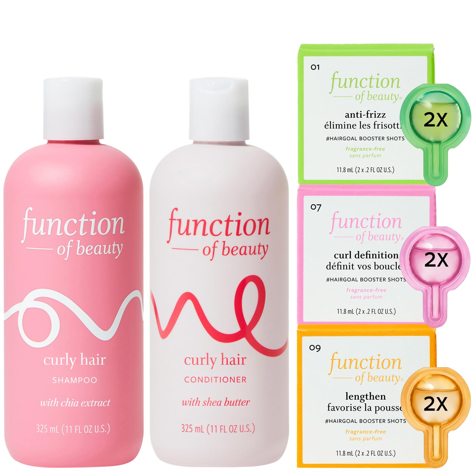 Function of Beauty Curly Hair Shampoo + Conditioner (11 oz Each) + Curl ...