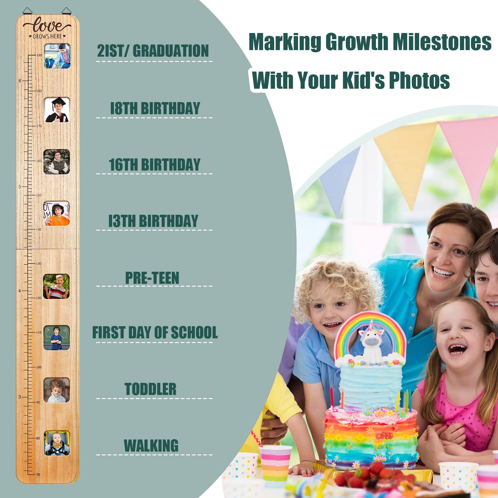 Growth Chart Kids Garybank Solid Wood Growth Chart For Kids With ...