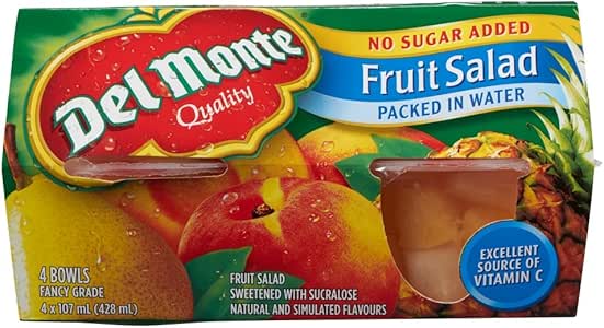 Del Monte Fruit Salad in Water, 4 X 107ml, (Pack of 6), 1 Count: Amazon ...