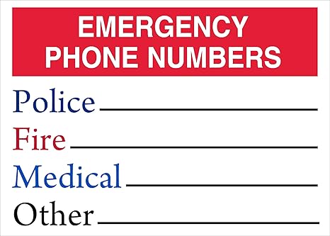 Amazon.com: American Vinyl Emergency Phone Numbers Sticker (Business ...