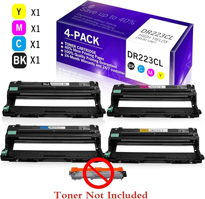 Amazon.com: 4-Pack(1BK+1C+1M+1Y) Compatible DR223CL Drum Unit Replacement for Brother DR-223CL ...