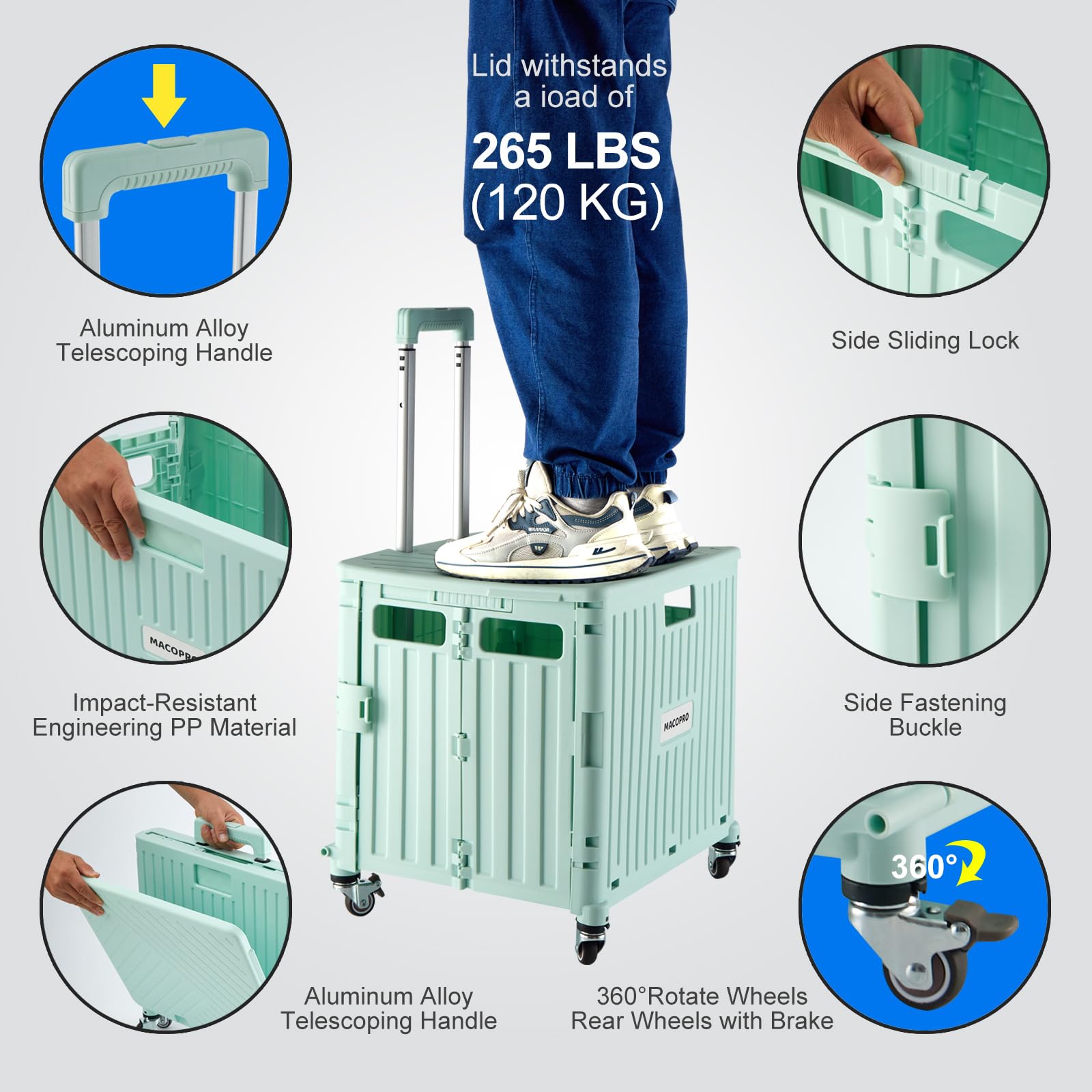 Mua Folding Utility Cart Portable Rolling Crate Handcart Shopping ...