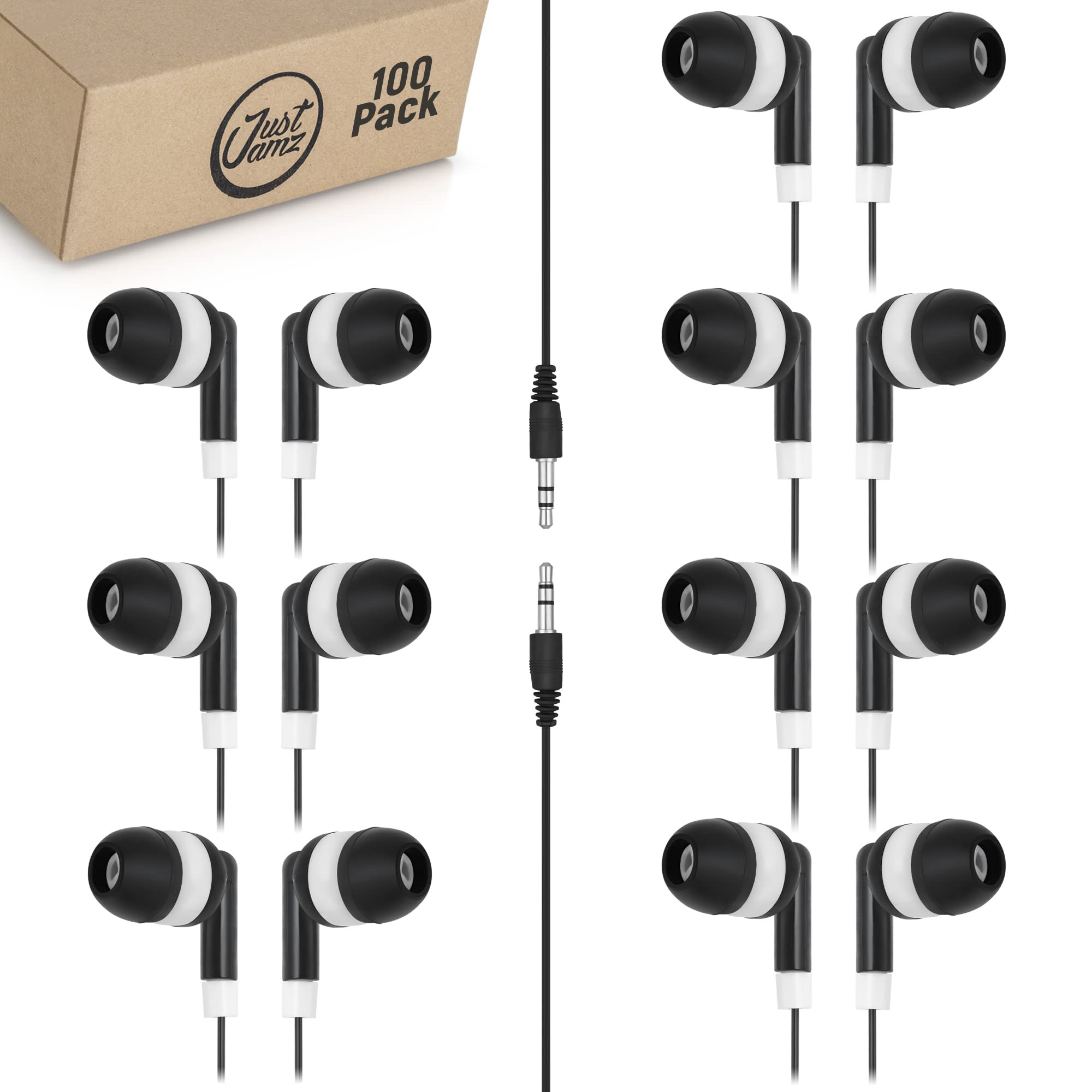 Mua Bulk Earbuds 100 Pack | Basic Ear Bud, Black Dot in-Ear Earphones ...