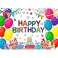 Amazon.com : Alltten 7x5FT Happy Birthday Backdrop Colorful Birthday Banner Backdrop for Kids ...