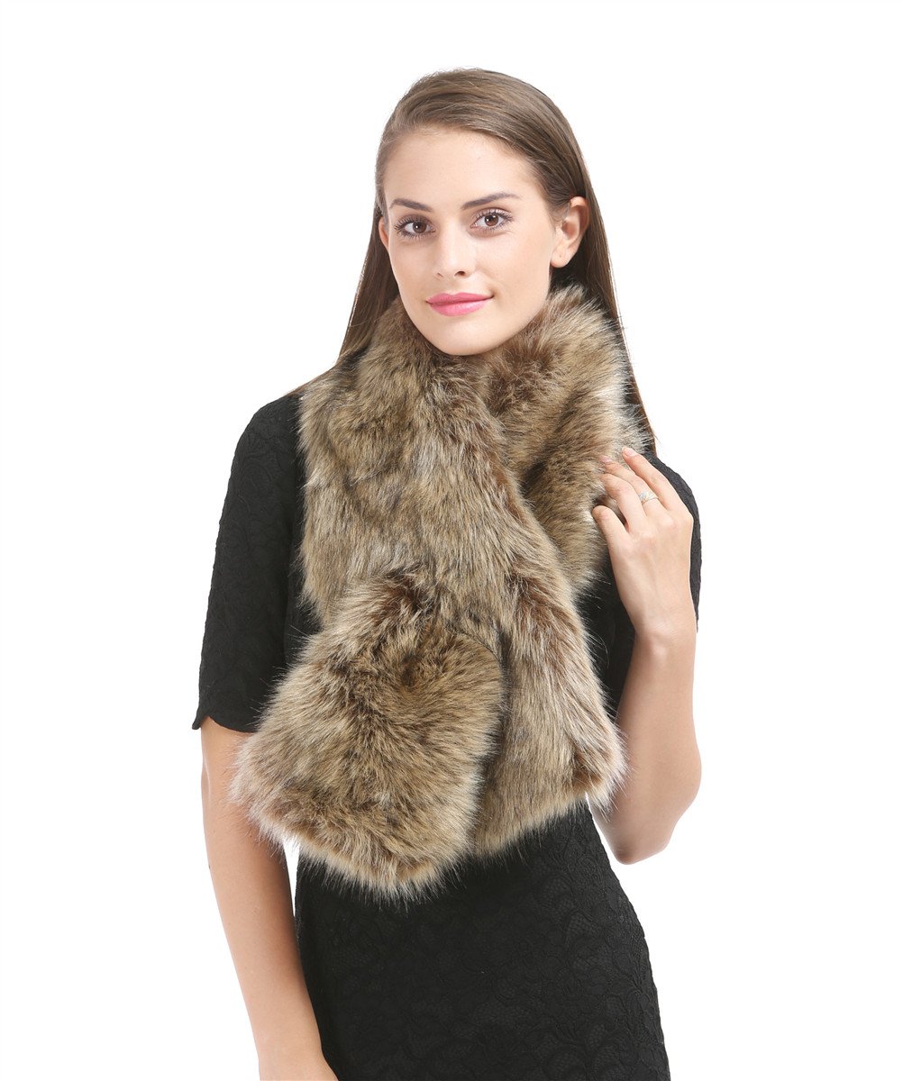 Saferin Women's Winter Faux Fake Fur Straight Wedding Halloween Party ...