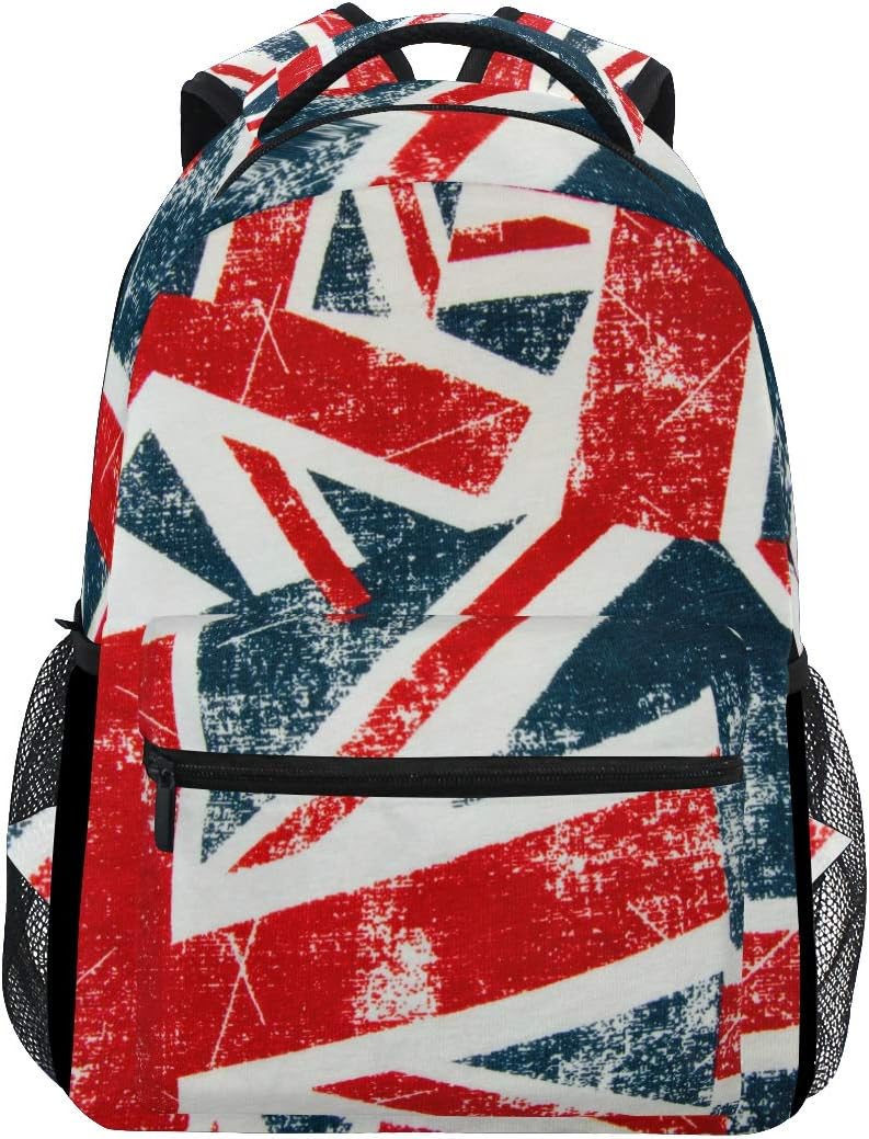 Funnyy Vintage UK British Flag Backpack Travel School Shoulder Bag ...