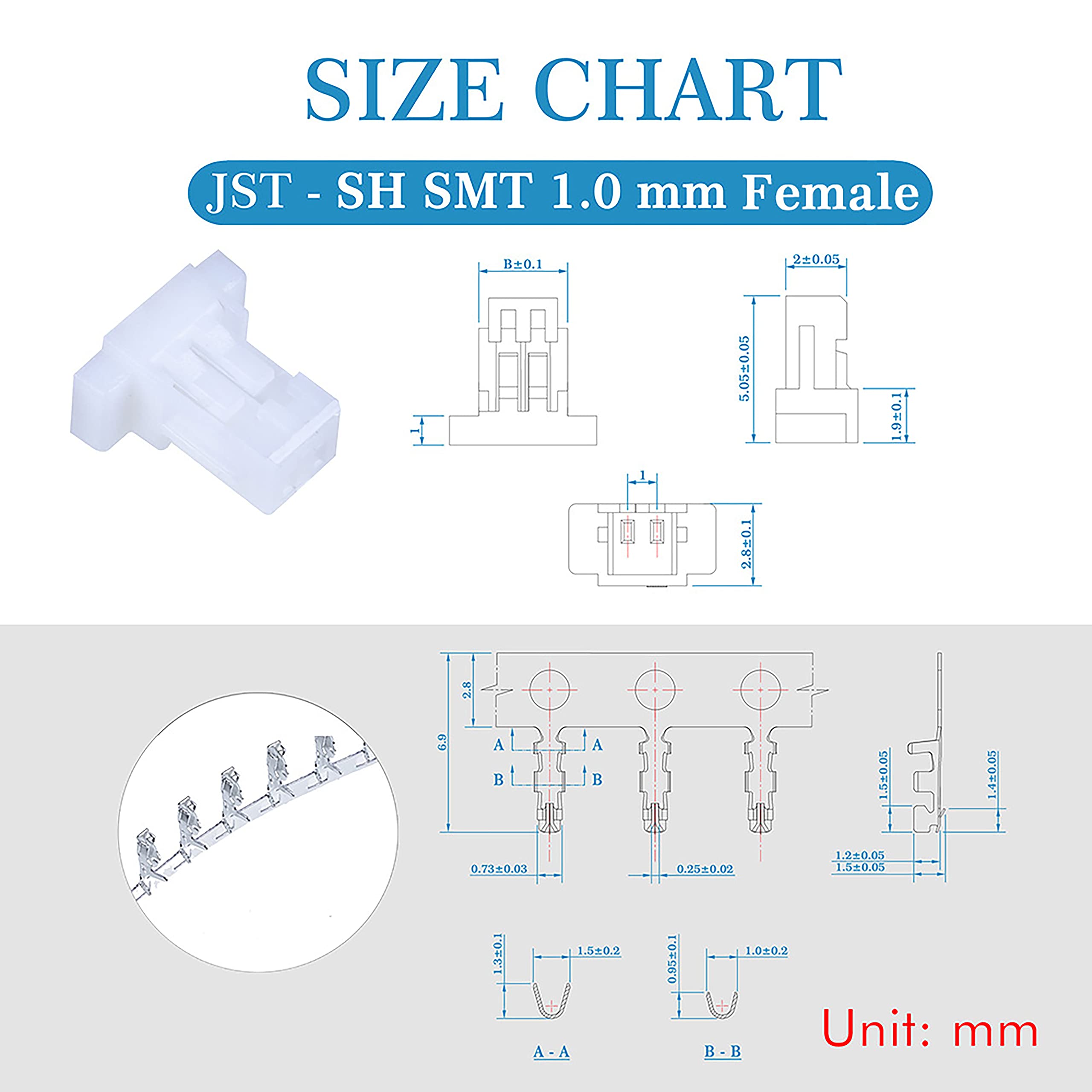 Mua CQRobot JST SH SMD 1.0 mm Pitch 2-Pin Electronic Computer Connector ...