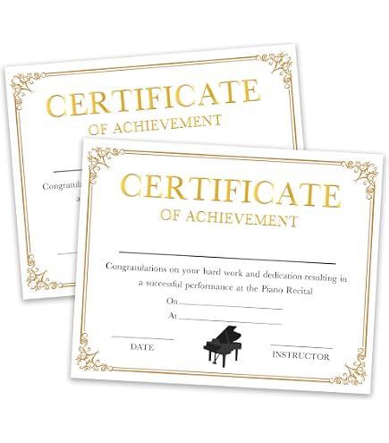 Piano Recital Gifts For Students Music Achievement Certificate, 25 Pcs ...