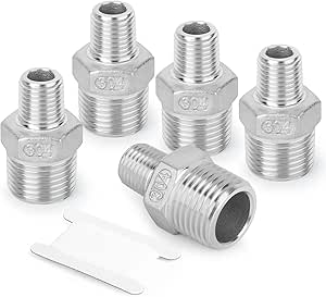 Amazon.com: TAISHER 5PCS Cast 304 Stainless Steel Hex Nipple, Reducer Pipe Fitting 1/2-Inch Male ...