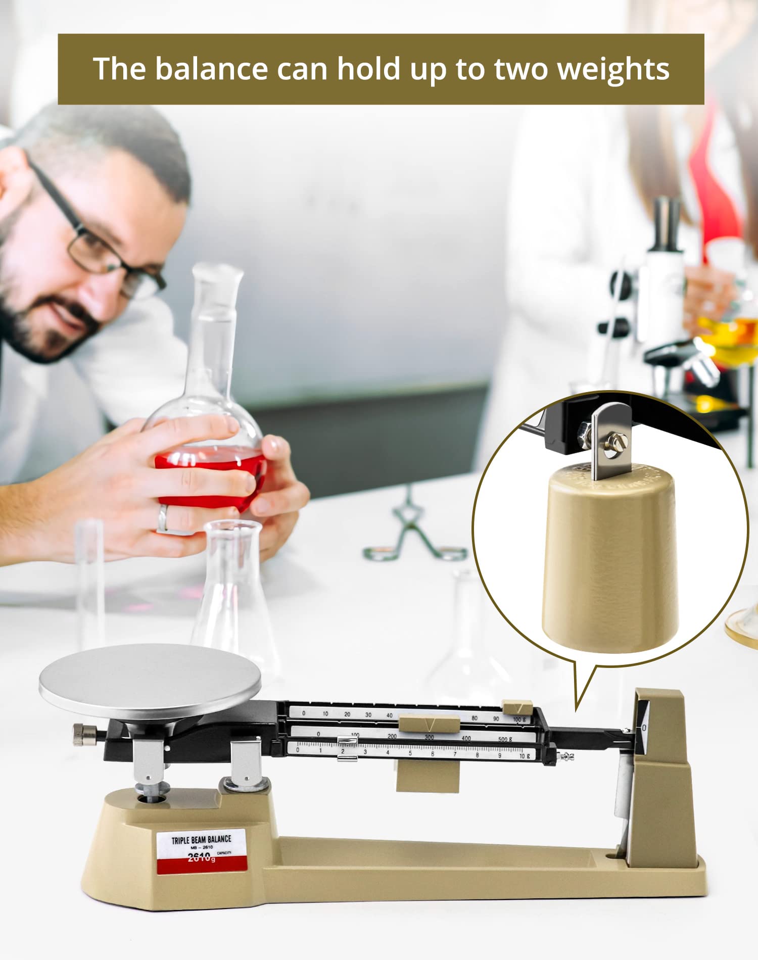 QWORK Triple Beam Mechanical Balance, 2 Pack 2610g/0.1g Lab Analytical ...