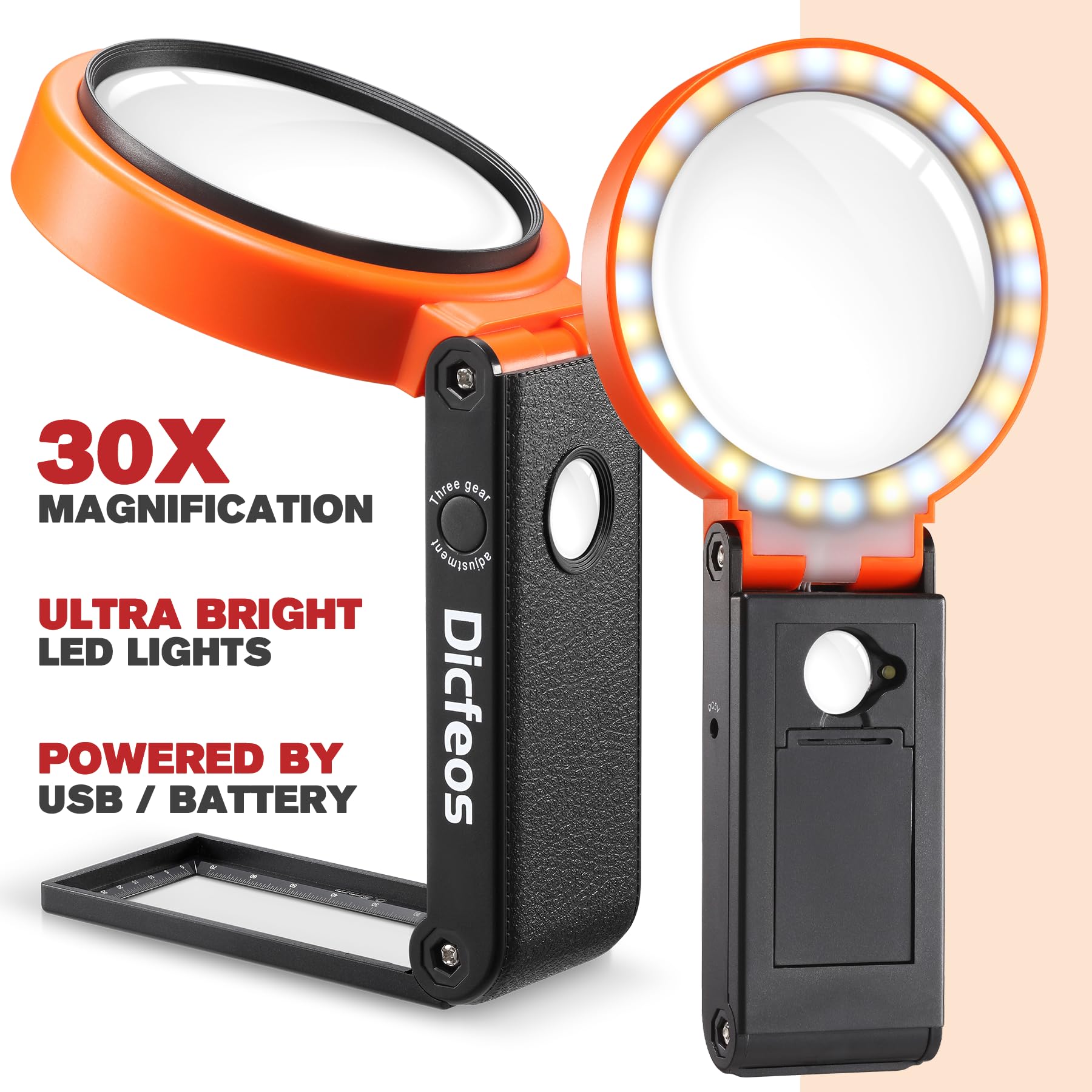 Mua Dicfeos 30X 40X Magnifying Glass with Light and Stand, Non ...