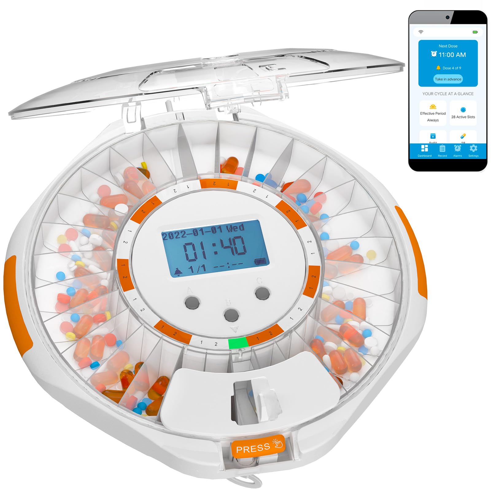 Adamson TimelyMed Smart Pill Dispenser with Alarm - WiFi App Monitoring ...