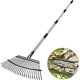 Amazon.com : Joyhalo Rake for Leaves Adjustable 65 Inch Long, 18 Inch ...