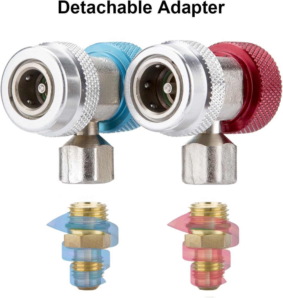 Adjustable AC R134A Quick Coupler Connector Adapter Fittings High Low ...