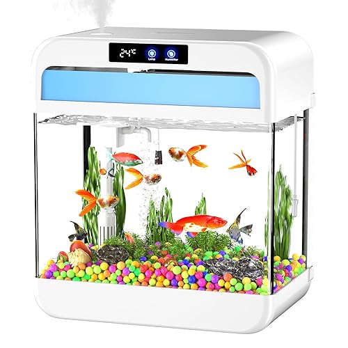 Fish Tank Aquarium 2.2 Gallon with Humidifier 7 Color Looping Light ...