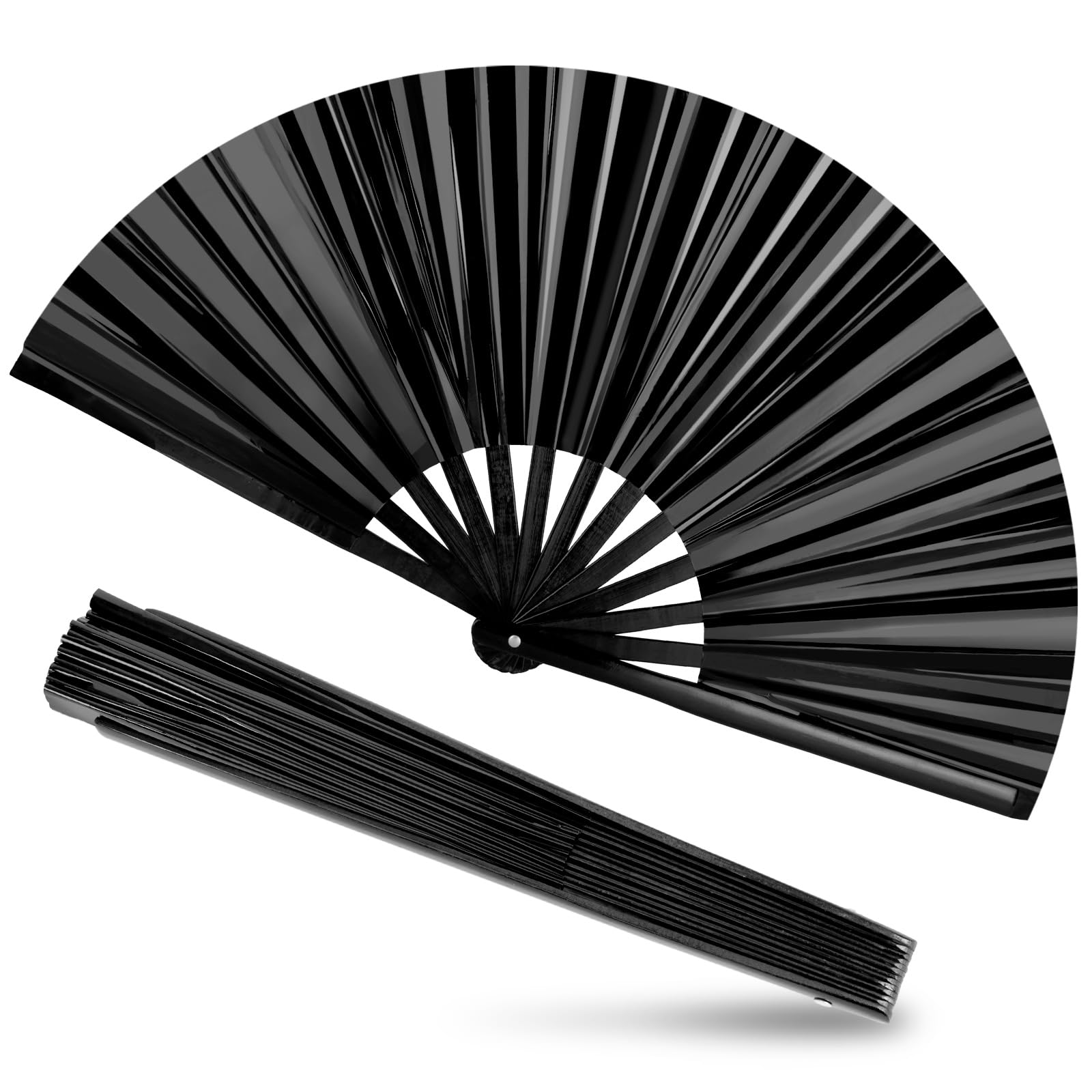 JOHOUSE Large Folding Fan, 13 Inch Glitter Rave Hand Fan Holographic ...