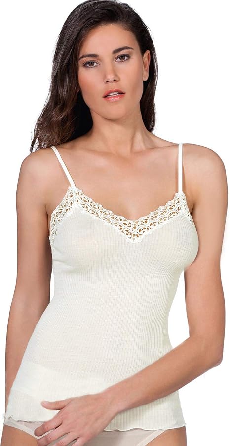 EGI Luxury Wool Silk Camisole Spaghetti Straps with Macramé Trim ...