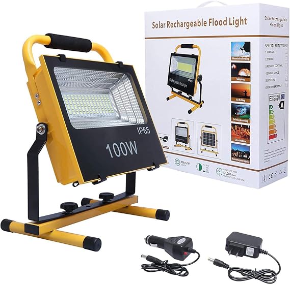 100W LED Solar Work Flood Light, 10000 Lumens Cool White Lighting ...