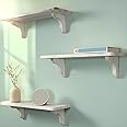 Amazon.com: Real Wood Rustic White Farmhouse Wall Shelves - 17 inch (3 ...