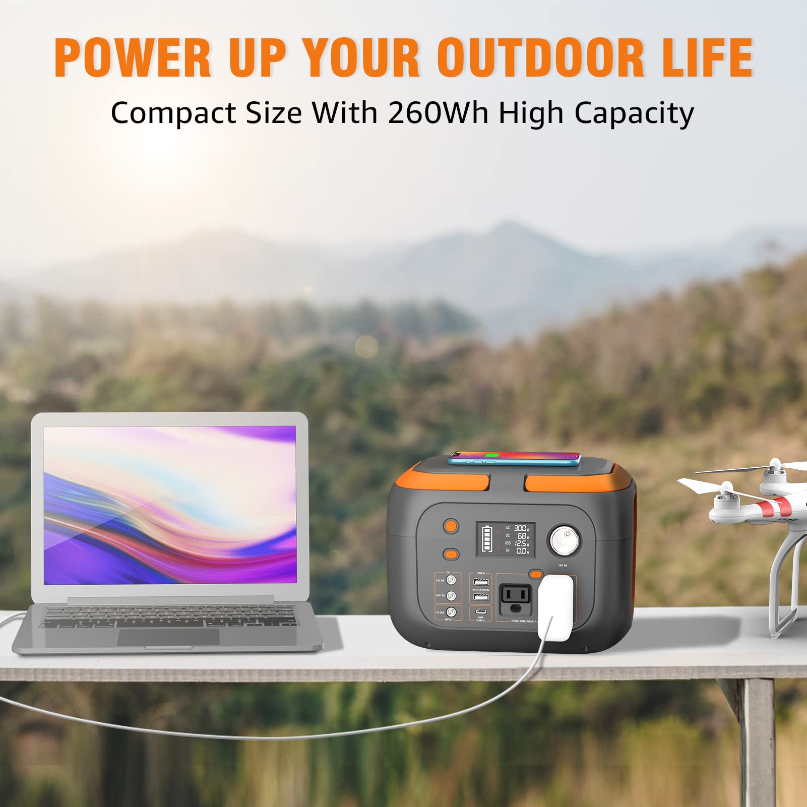 300W Portable Power Station 260Wh Outdoor Solar Generators Mobile Lithium Battery Pack 110V ...
