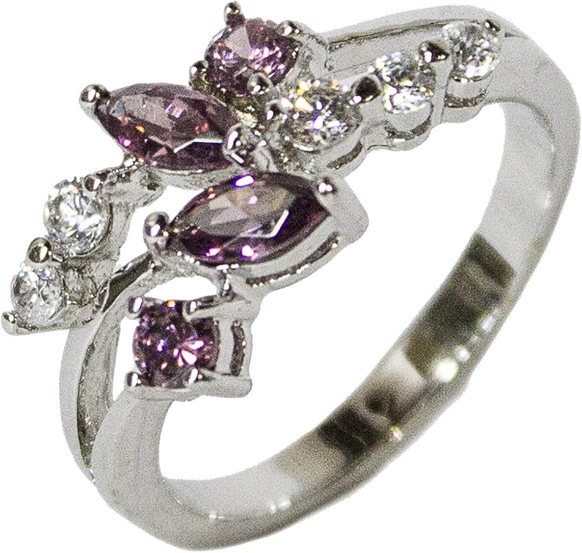 Amazon.com: RS Covenant Women's Rhodium Plated Dress Ring Pink Marquise ...