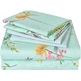 JSD 6 Piece Green Floral Sheet Set King Size, Soft Botanical Printed ...