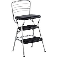 Amazon.com: COSCO Stylaire Retro Chair + Step Stool with Flip-Up Vinyl ...
