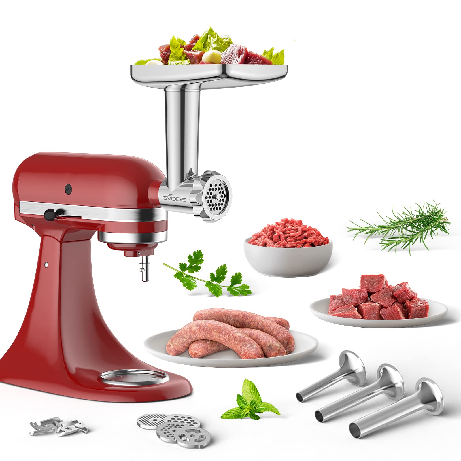 Stainless Steel Meat Grinder for KitchenAid Mixer, Meat Grinder Sausage ...