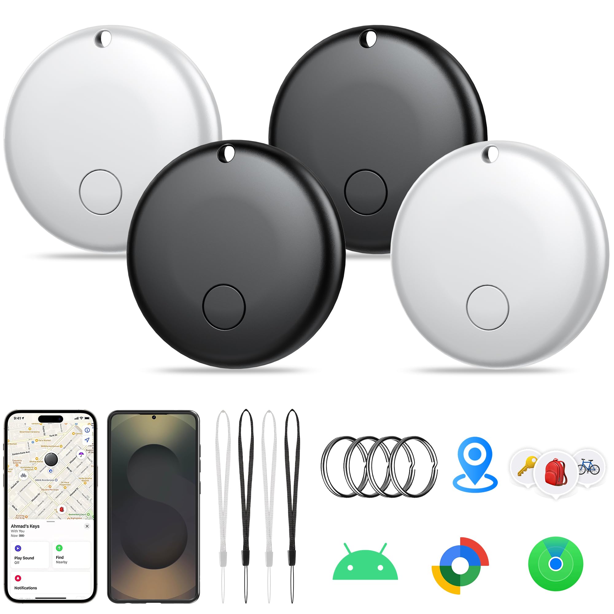Air Tracker Tag for Android & iOS,Smart Tags-4 Pack,Dual System ...