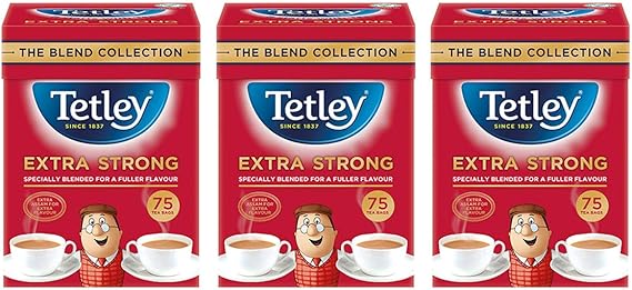 Tetley Extra Strong Tea, Pack of 3, 225 Tea Bags Total: Amazon.co.uk ...
