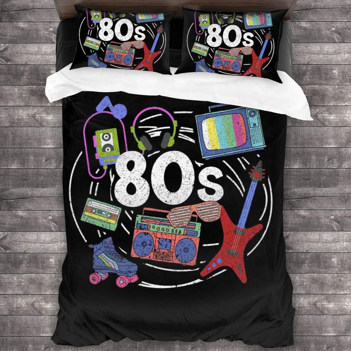 Amazon.com: MSACRH 3 Piece Bedding Set Queen Size Retro 80s Throwback ...
