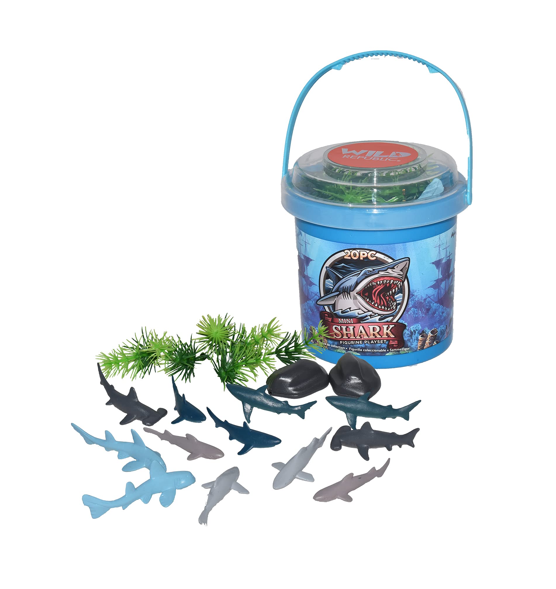 Wild Republic Shark Bucket, Toy Figures, Kids Gifts, Ocean Theme Party ...