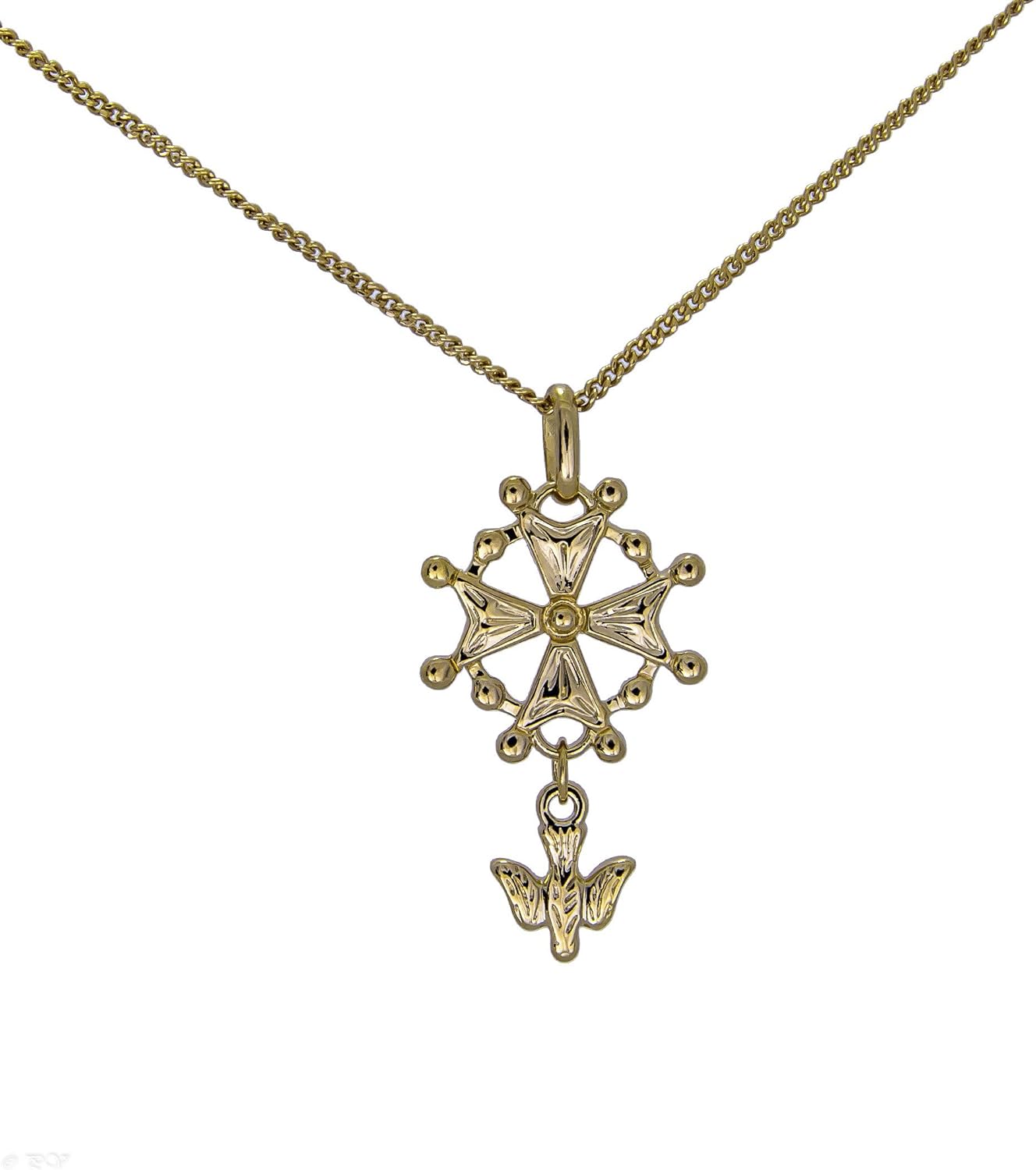 Pendentif huguenot en plaqué OR croix protestante et chaine 50cm ...