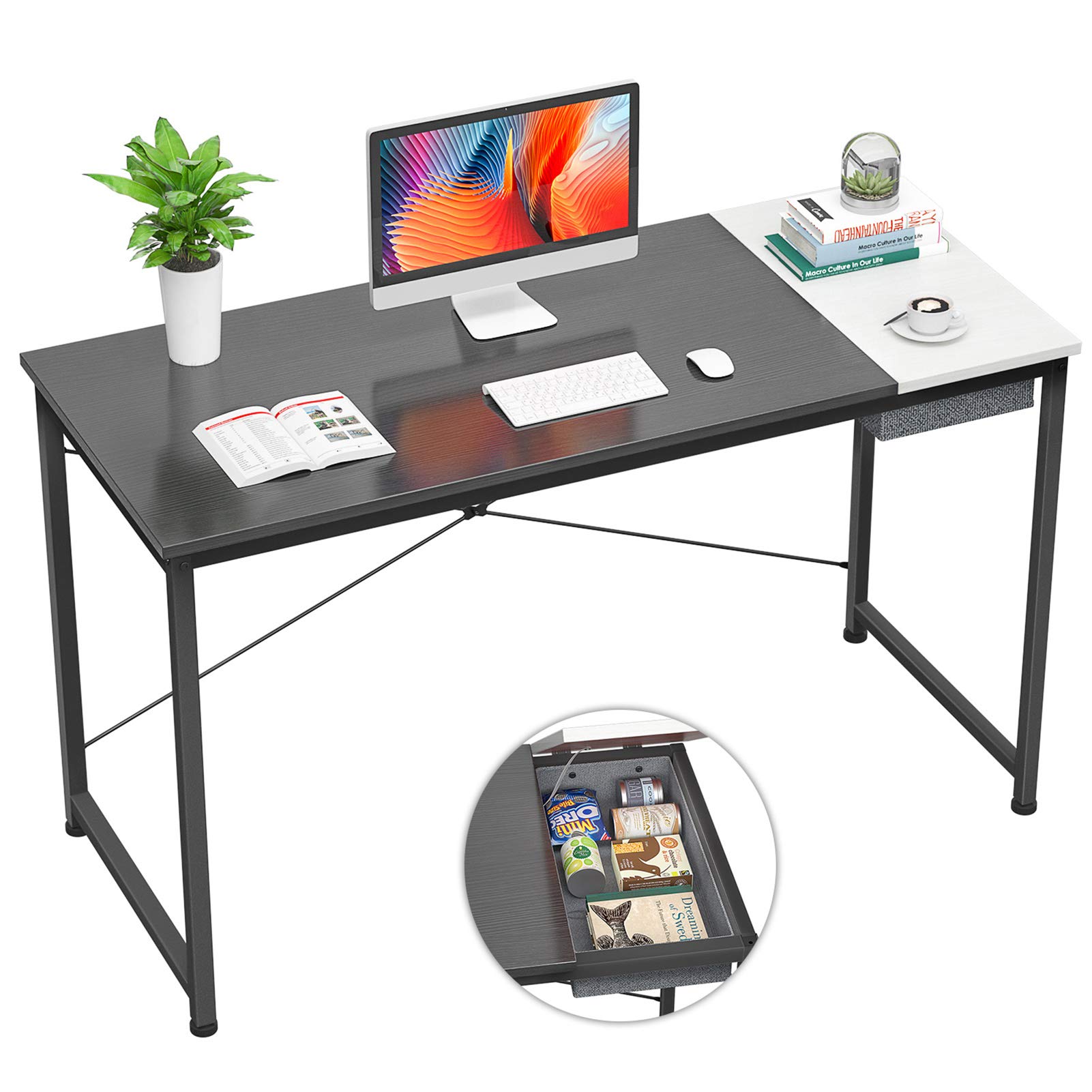Foxemart Computer Desk, 47 Inch Study Writing Desk for Home Office ...