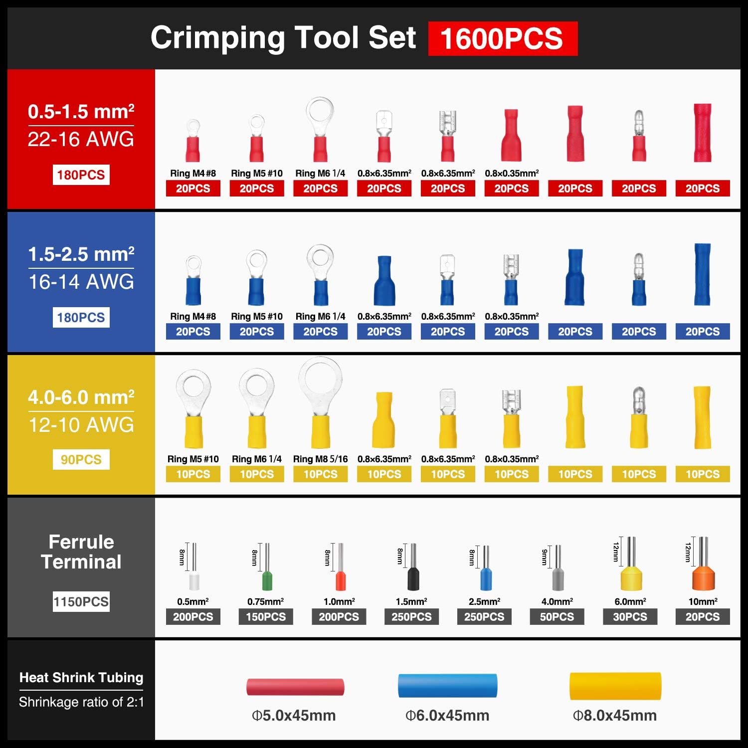 Insulated Terminal Cable Crimping Terminals Pin End Ferrules Cord End ...