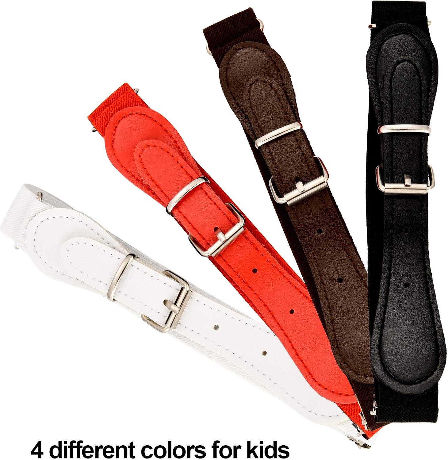 4 Pieces Kids Adjustable Elastic Belt with Leather Closure for Girls ...