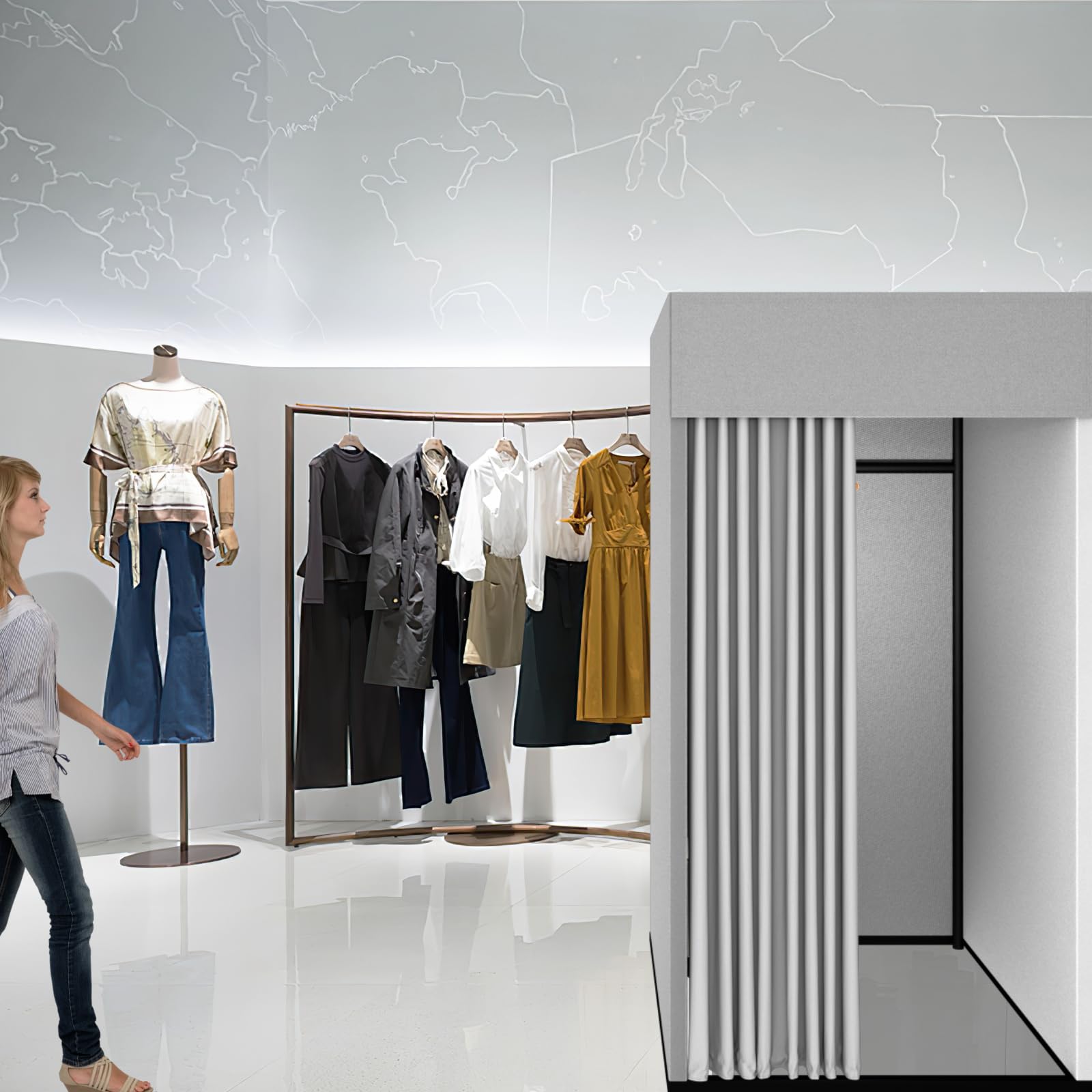 Mua Clothing Store Fitting Room, Movable Square Changing Room, DIY ...