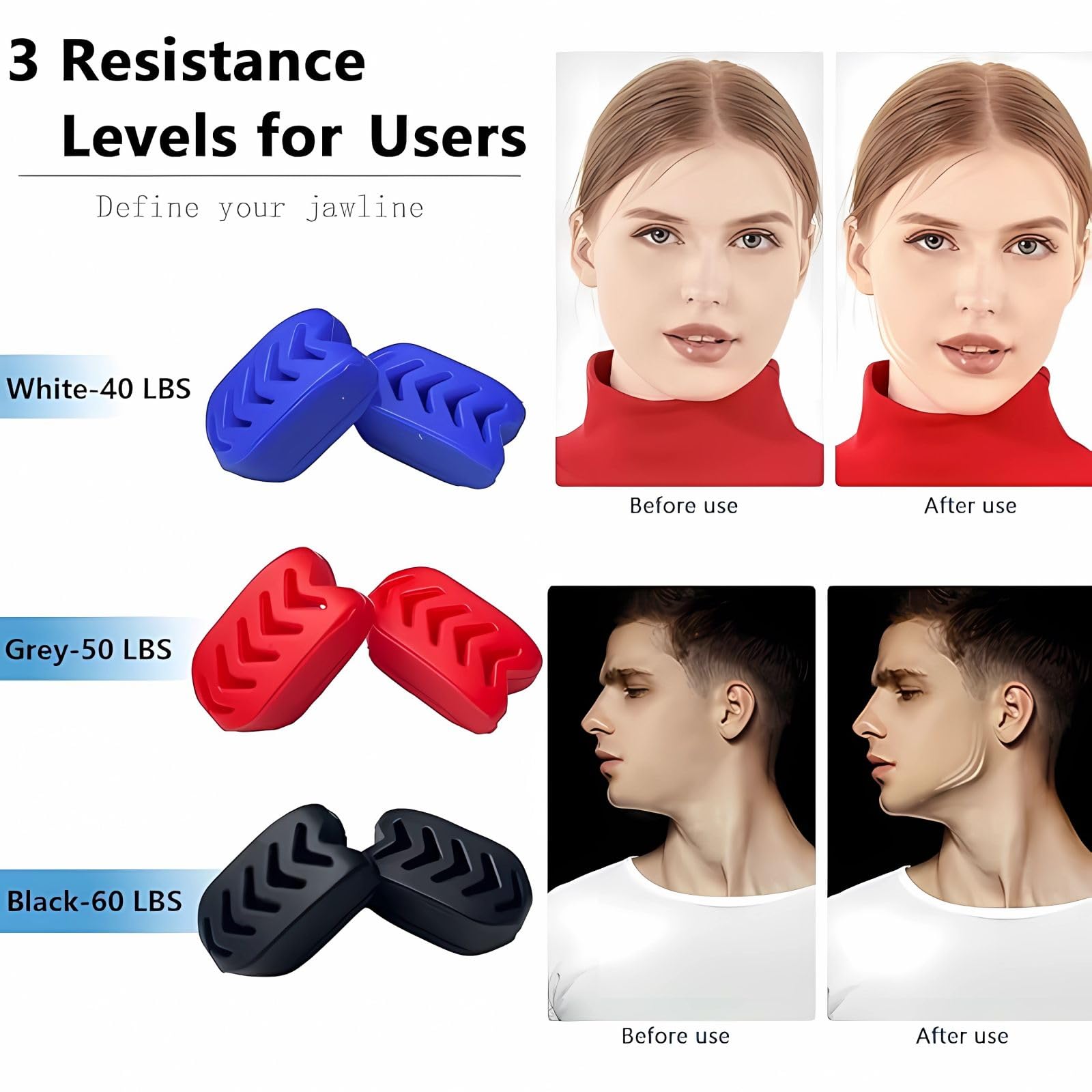 Mua Jawline Exerciser for Men & Women, 3 Resistance Level Set 6 pcs ...