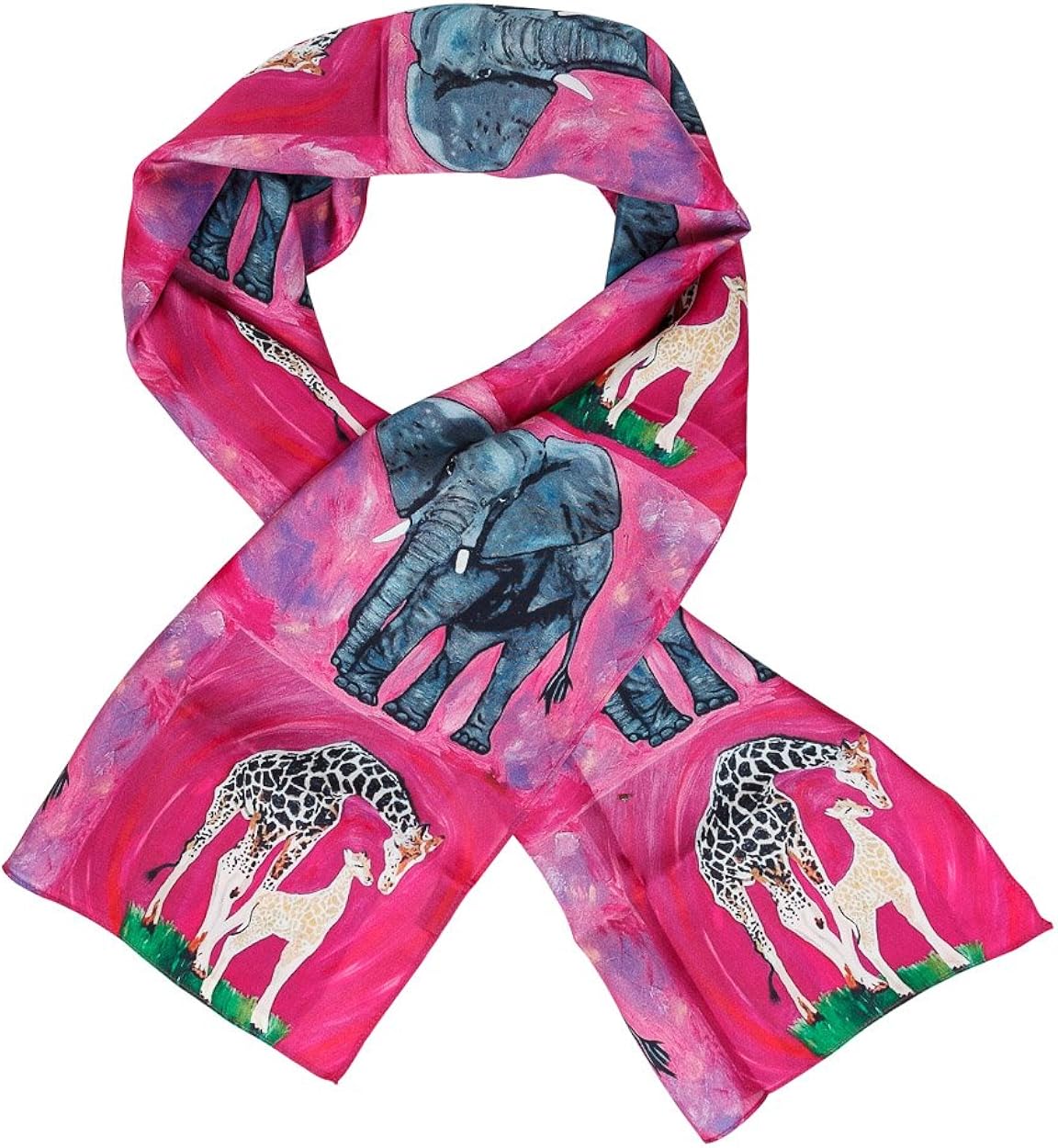 Animal Scarf- Elephant and Giraffe 100% Silk - From My Original ...