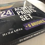 Amazon.com: Acrylic Paint Set & Brushes with Rich Pigments in 24 Vivid ...