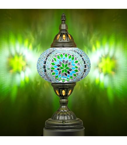 Handmade Moroccan Mosaic Lamp Tiffany Style Table Desk Lamp SILVERFEVER ...