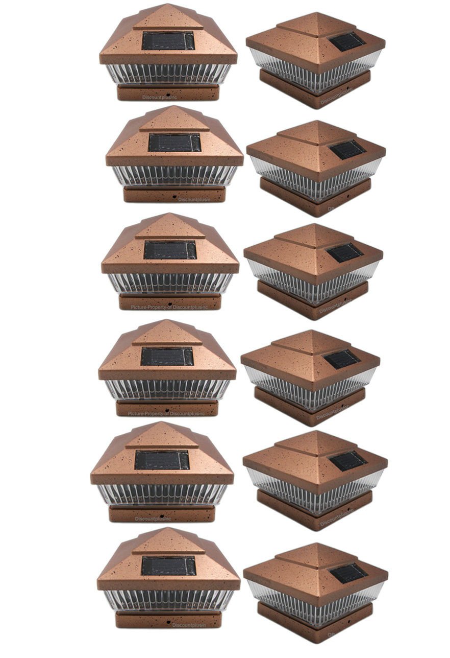 Amazon.com : 12 Pack 6x6 Outdoor Garden Solar LED Copper (Color) Post ...