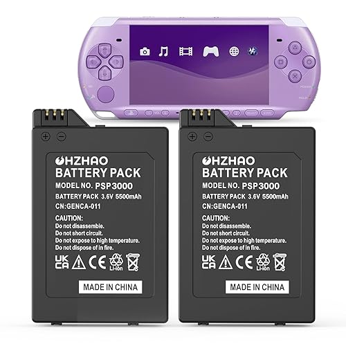 2pack 5500mAh Rechargeable PSP 3000 Battery, 2025 New Upgrade High ...