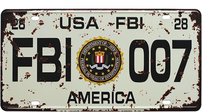 Amazon.com: USA FBI 007 American Metal Tin Sign, Vintage Plaque Auto ...