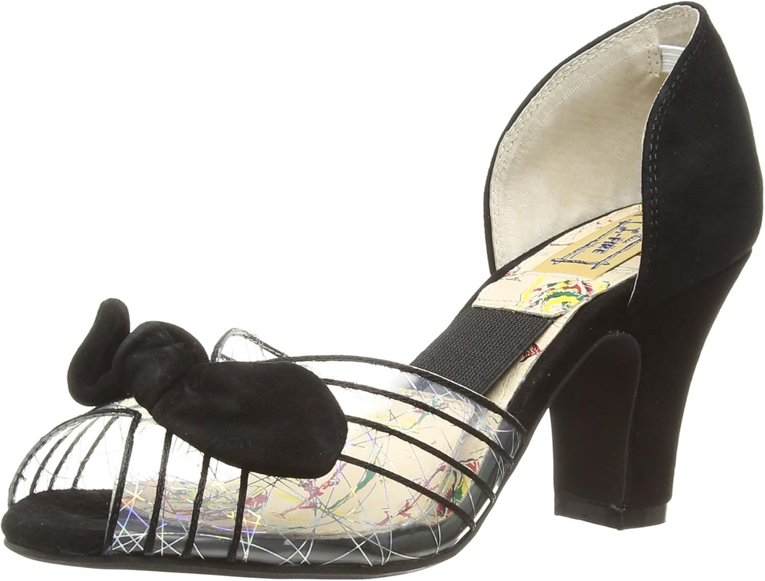 Miss L Fire Women's Luella Open-Toe Heels, Black (Vinyl/Suede), 4 UK ...