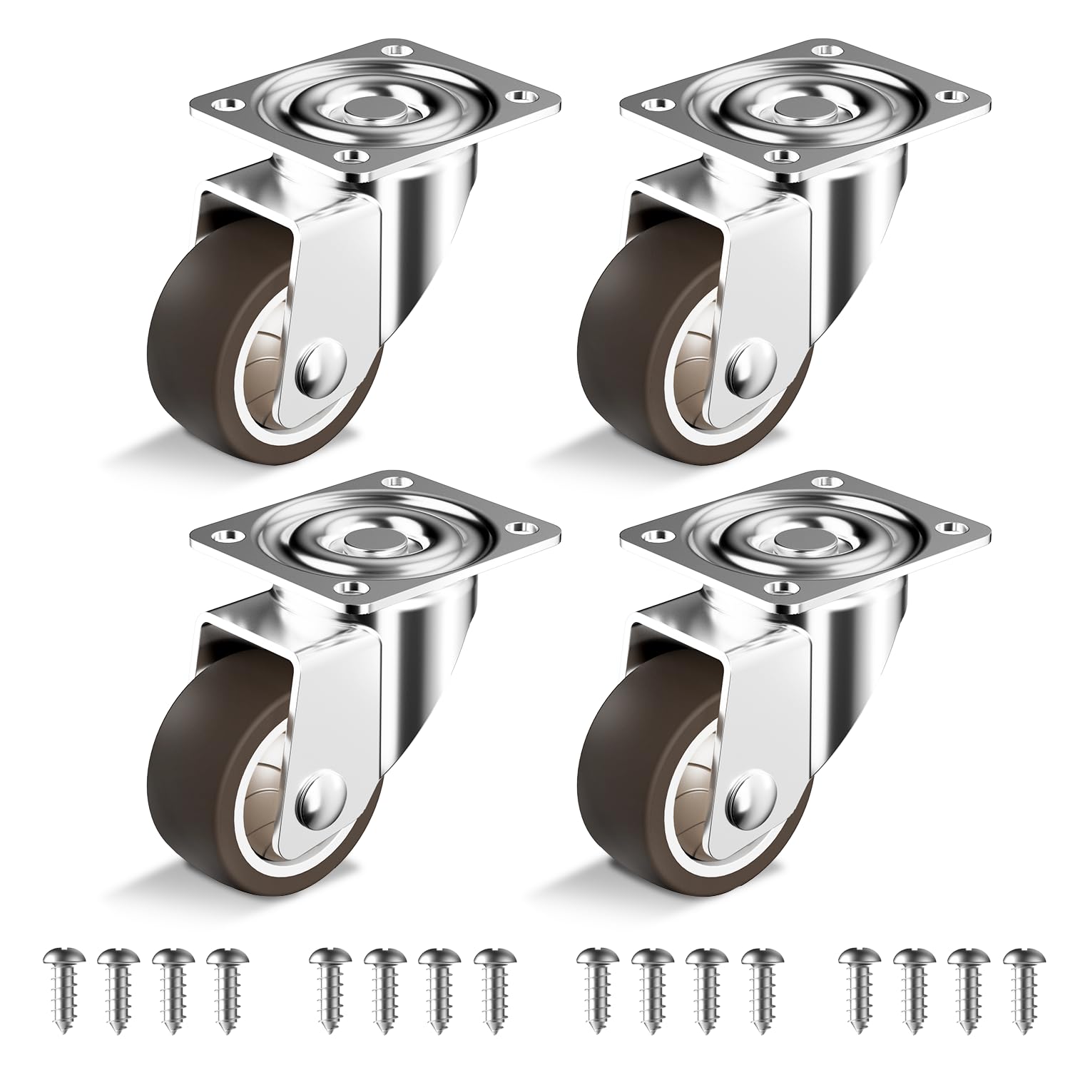 HOLKIE Caster Wheels 1.5 inch, Heavy Duty Furniture Casters Set of 4 ...