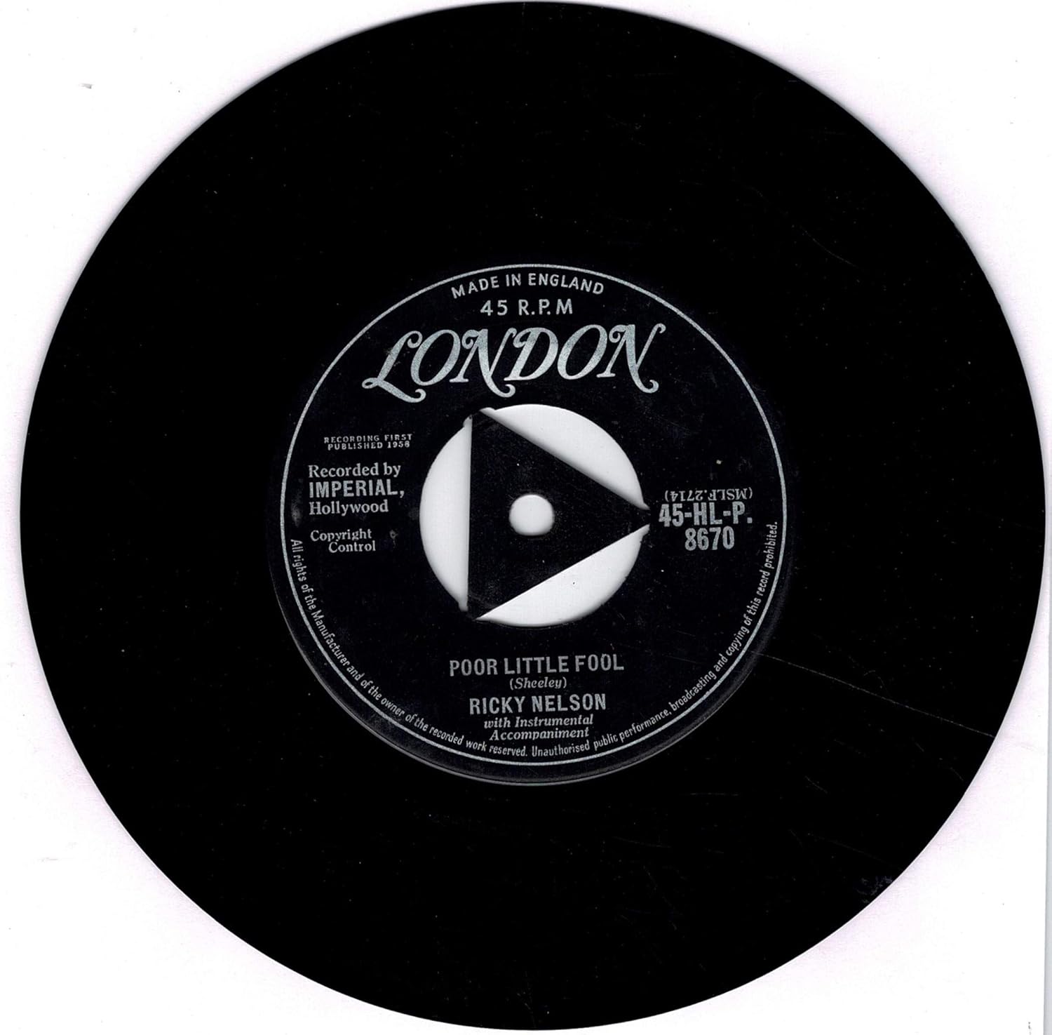 - POOR LITTLE FOOL 7 INCH (7" VINYL 45) UK LONDON 1958 - Amazon.com Music