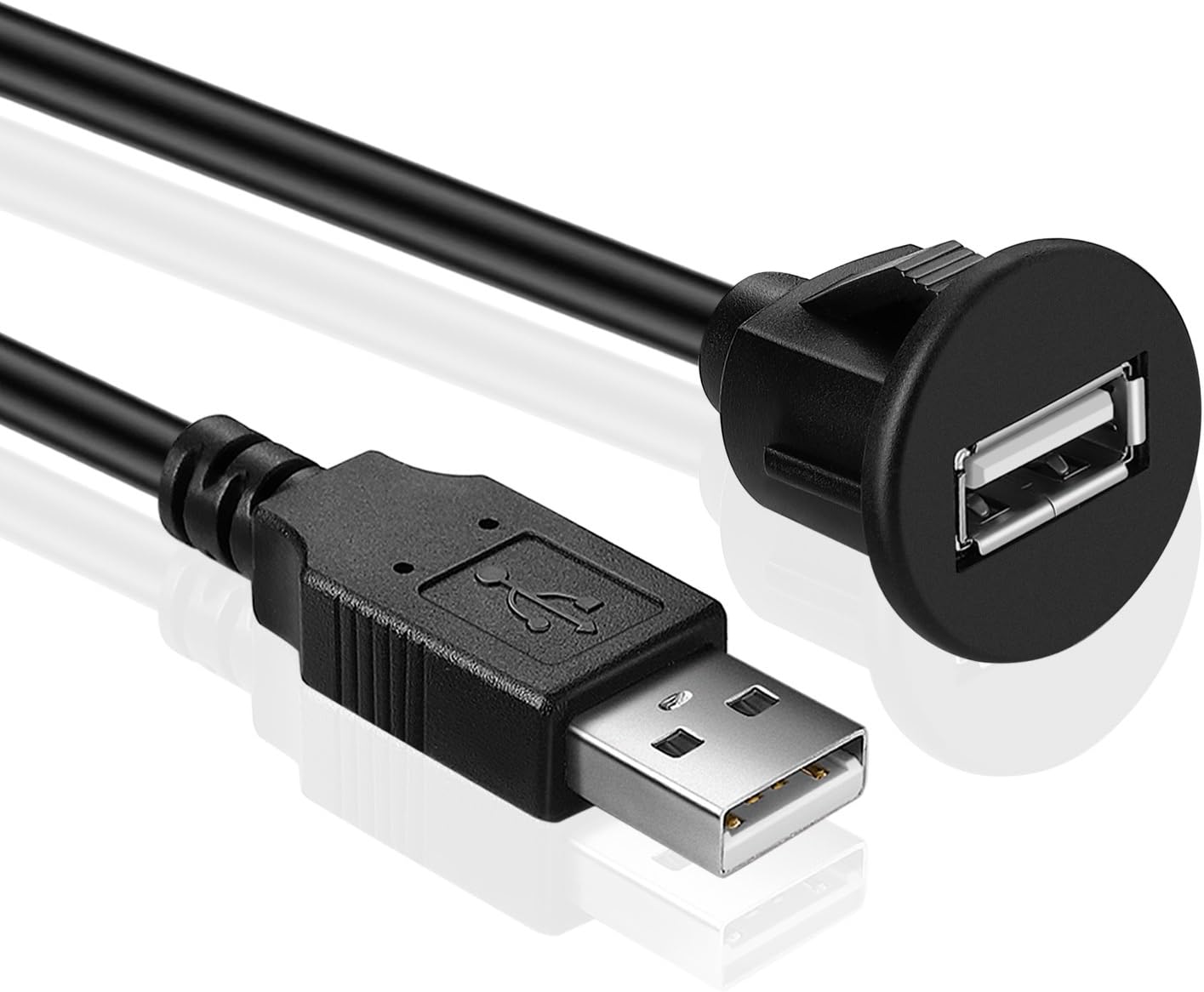 TNP USB Flush Mount Cable w/Buckle- Dashboard Panel Dash Mount 1 Port ...