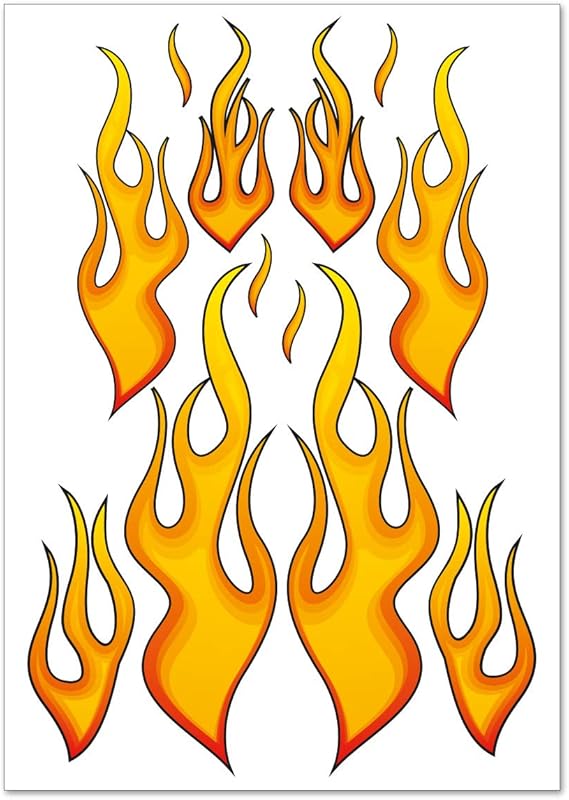 Racing Sticker Flames "Fire Fire Flames Sticker Set of 12 stickers on ...