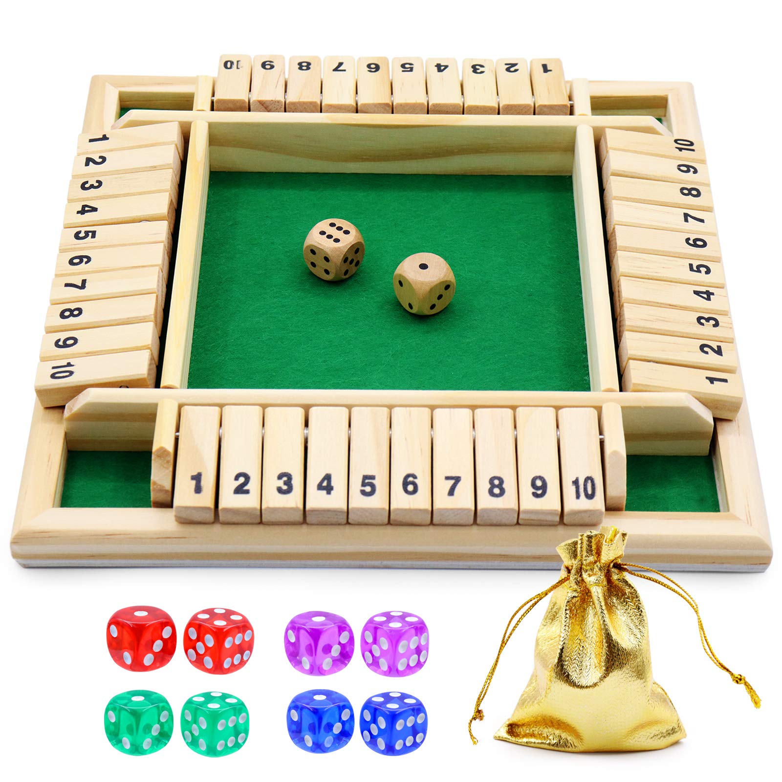 Mua Shut The Box Wooden Board Game with 10 Dice, Classic Family Math ...